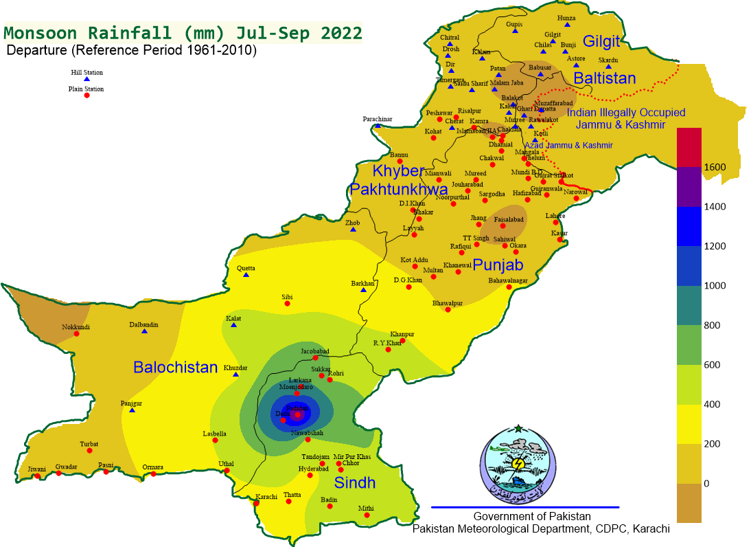 Fig. 1(a). Rainfall departure (%) during 2022